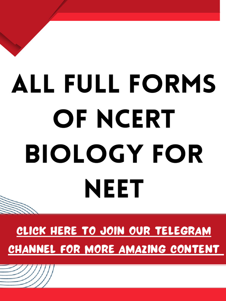 All Full Forms of Ncert Biology | PDF