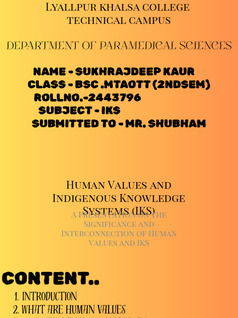 Presentation on Topic Human Value and IKS.pdf | PDF | Sustainability | Traditional Knowledge