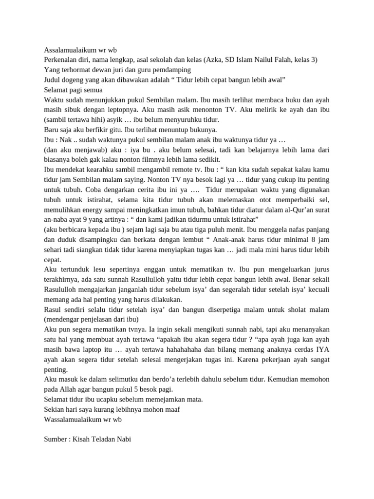 Dongeng Tidur Lebih Cepat | PDF