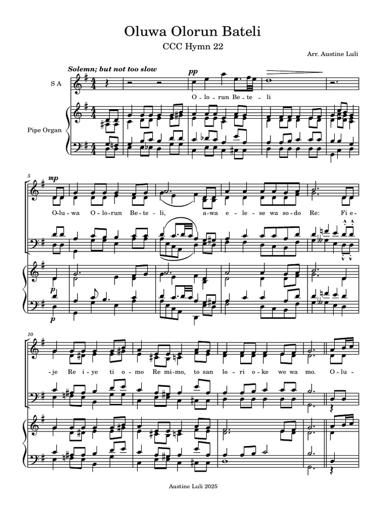 CCC Hymn 22: Oluwa Olorun Bateli | PDF