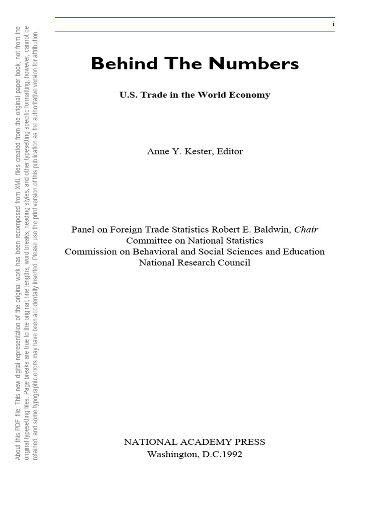 Behind The Numbers U. S. Trade in The World Econom... | PDF | Books