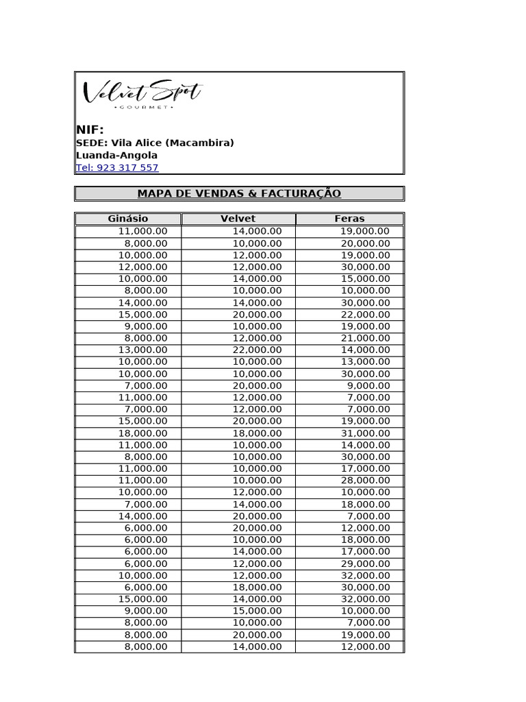 Mapa de Faturação 2025 Suely | PDF