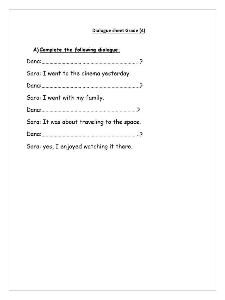 Dialogue Sheet Grade 4 | PDF
