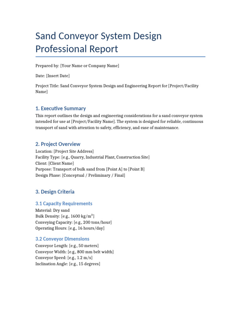 Sand Conveyor System Design Report | PDF | Manufactured Goods