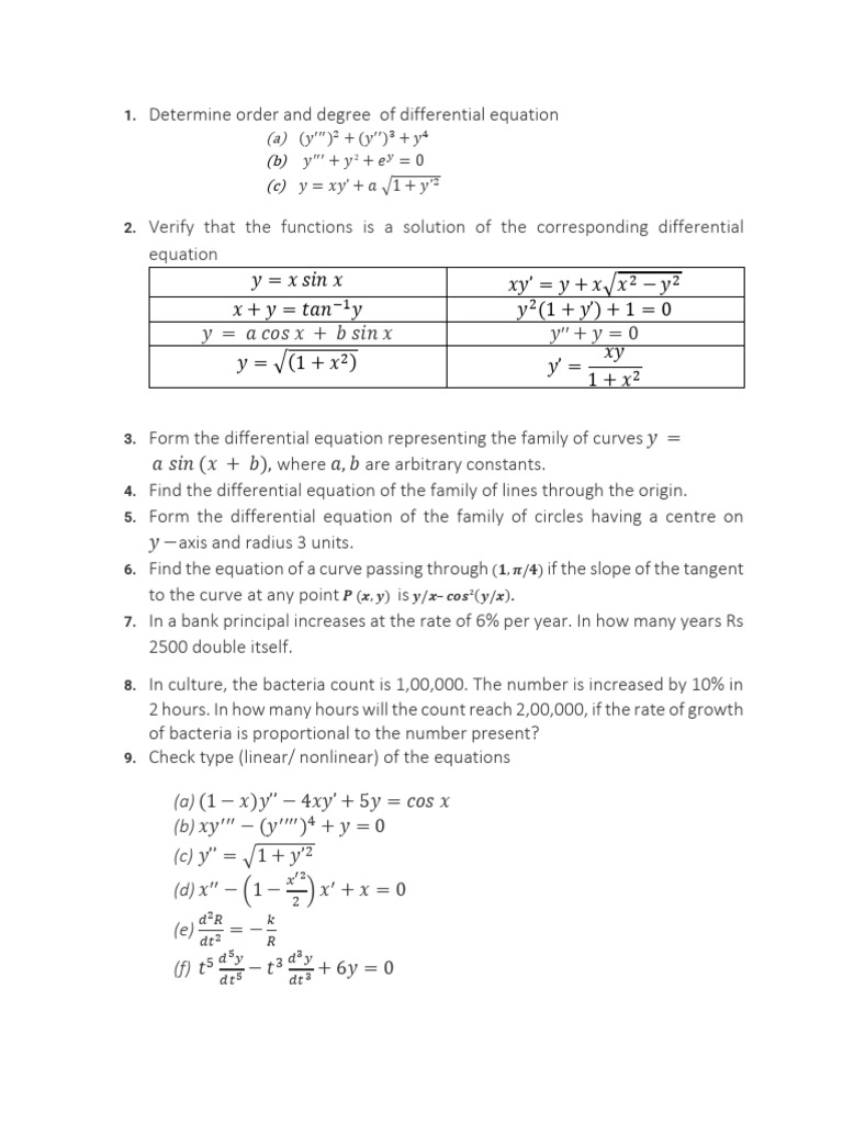 HW Differential Equation.docx | PDF