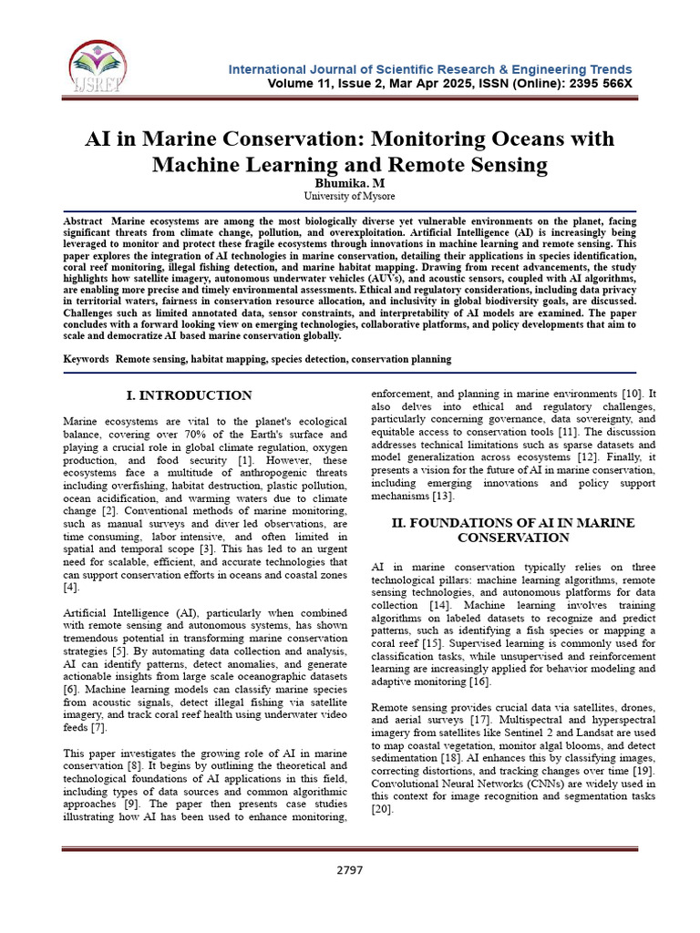 AI in Marine Conservation: Monitoring Oceans With Machine Learning and Remote Sensing | PDF ...