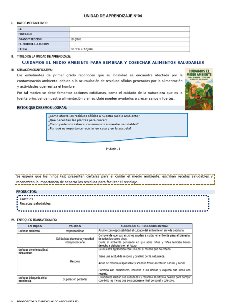 1° Grado - Unidad de Aprendizaje N°04 | PDF | Aprendizaje | Comunicación no verbal
