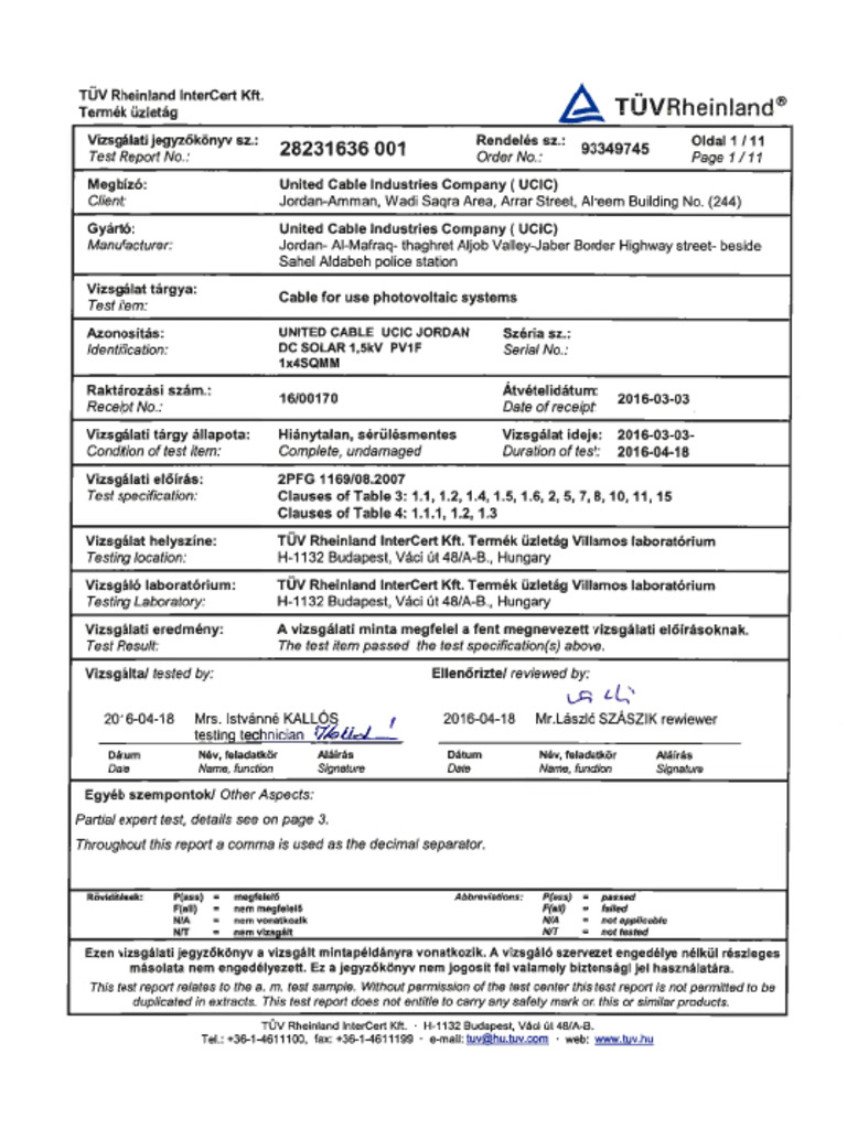 001-TUV Test Report | PDF