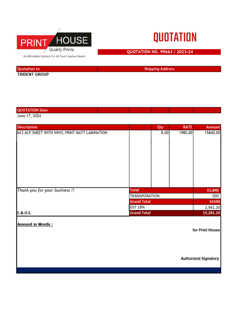 Acp Print Quotation | PDF