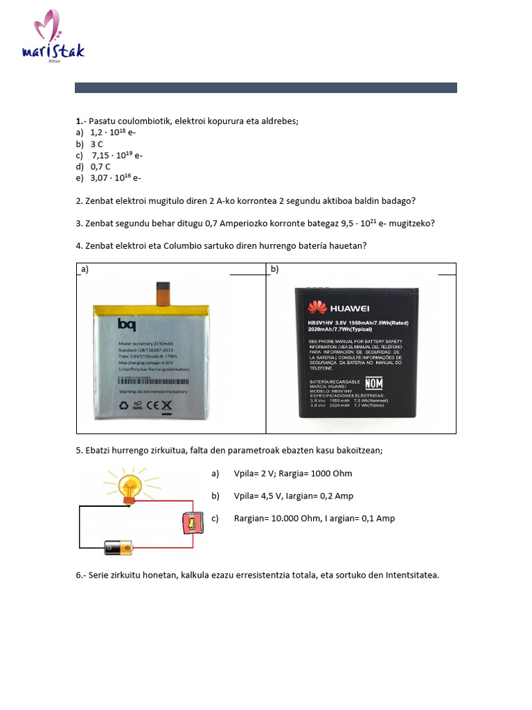 DBH3 06 Elektrizitatea Ariketak | PDF