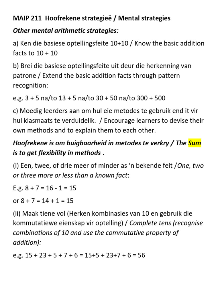 MAIP+211 Mental+computation+and+estimation+strategies+ 1 | PDF ...