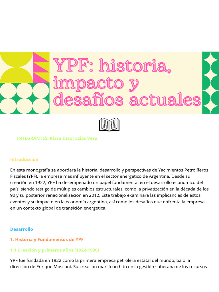 Monografía Ypf - 20241023 - 102150 - 0000 | PDF | Economias