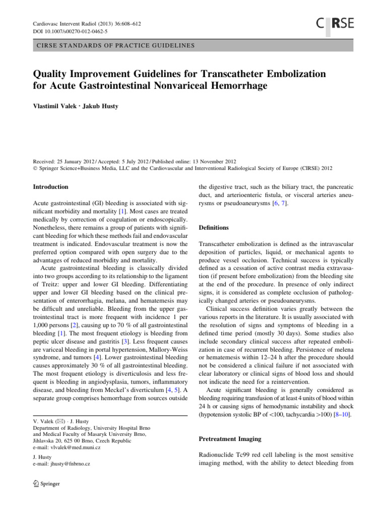 Transcatheter Embolization for GI Bleeding | PDF | Interventional ...