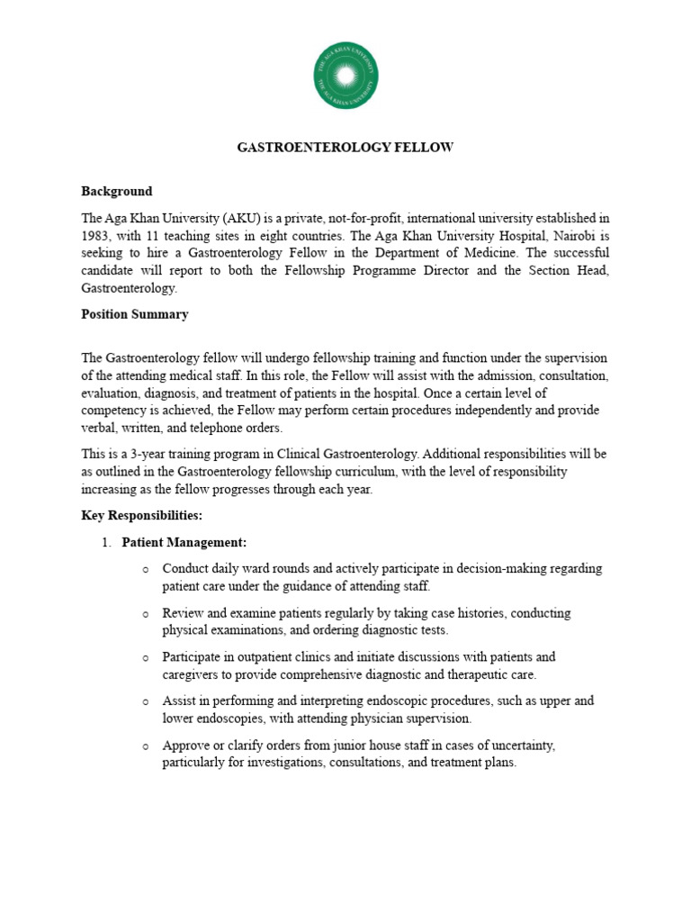 Gastroenterology Fellowship Opportunity | PDF | Gastroenterology | Patient