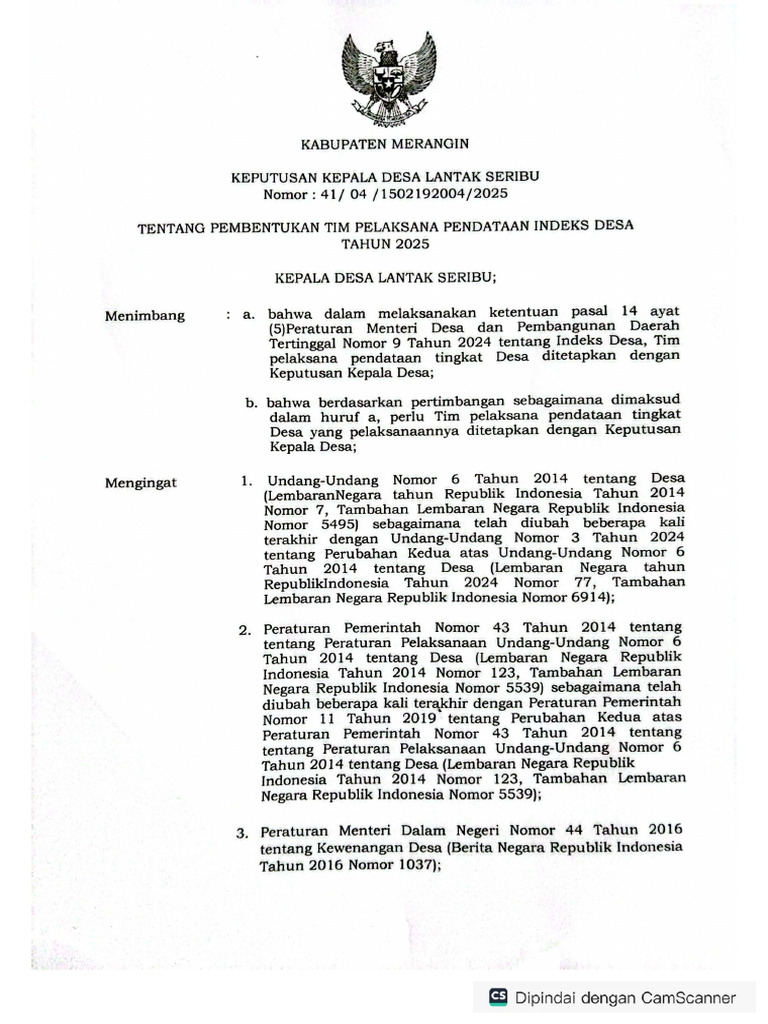 Laser-SK Pendataan Indeks Desa - 2025 | PDF