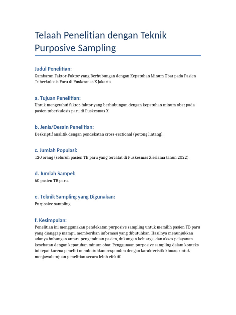 Telaah Penelitian Purposive Sampling (2) | PDF