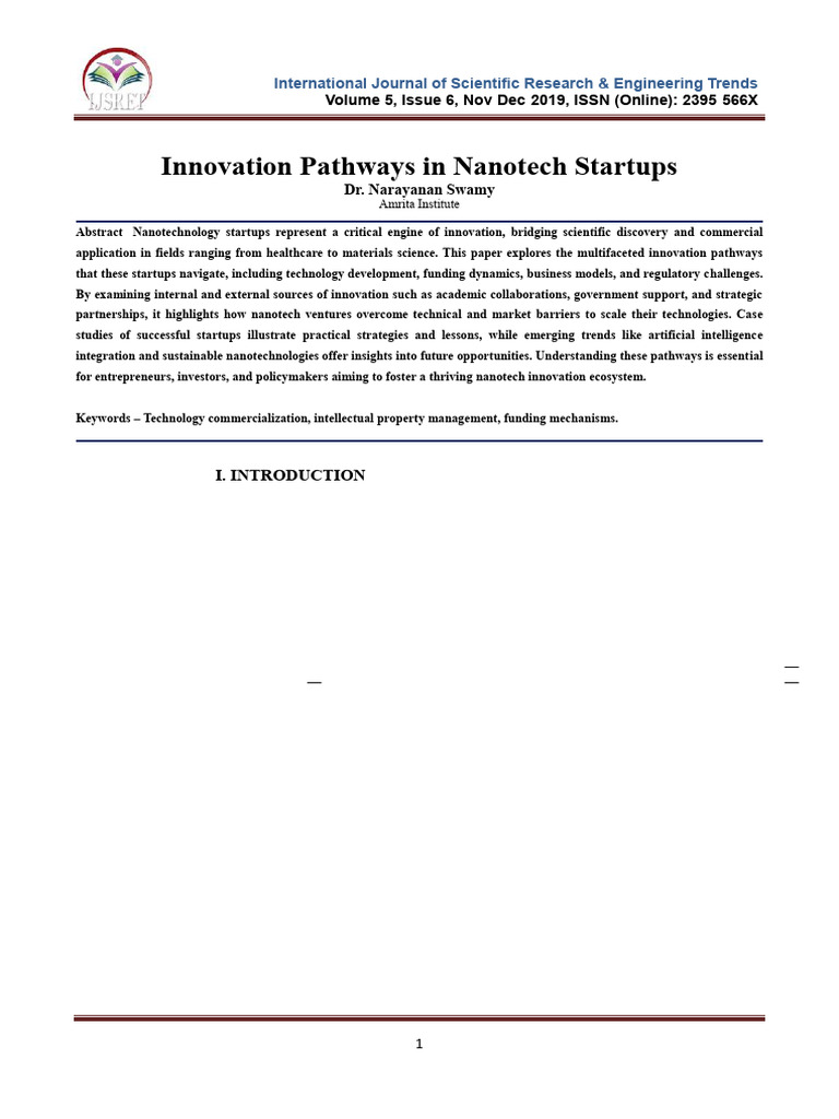 Innovation Pathways in Nanotech Startups | PDF | Nanotechnology | Startup Company