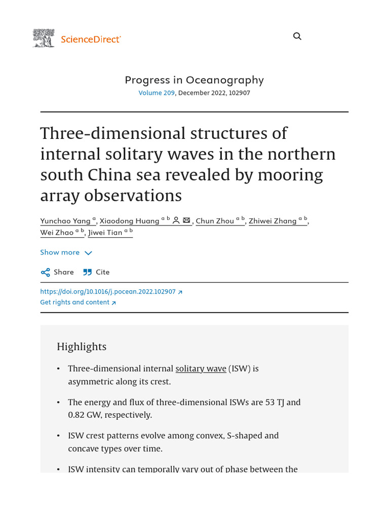 Three-Dimensional Structures of Internal Solitary Waves in The Northern South China Sea Revealed ...
