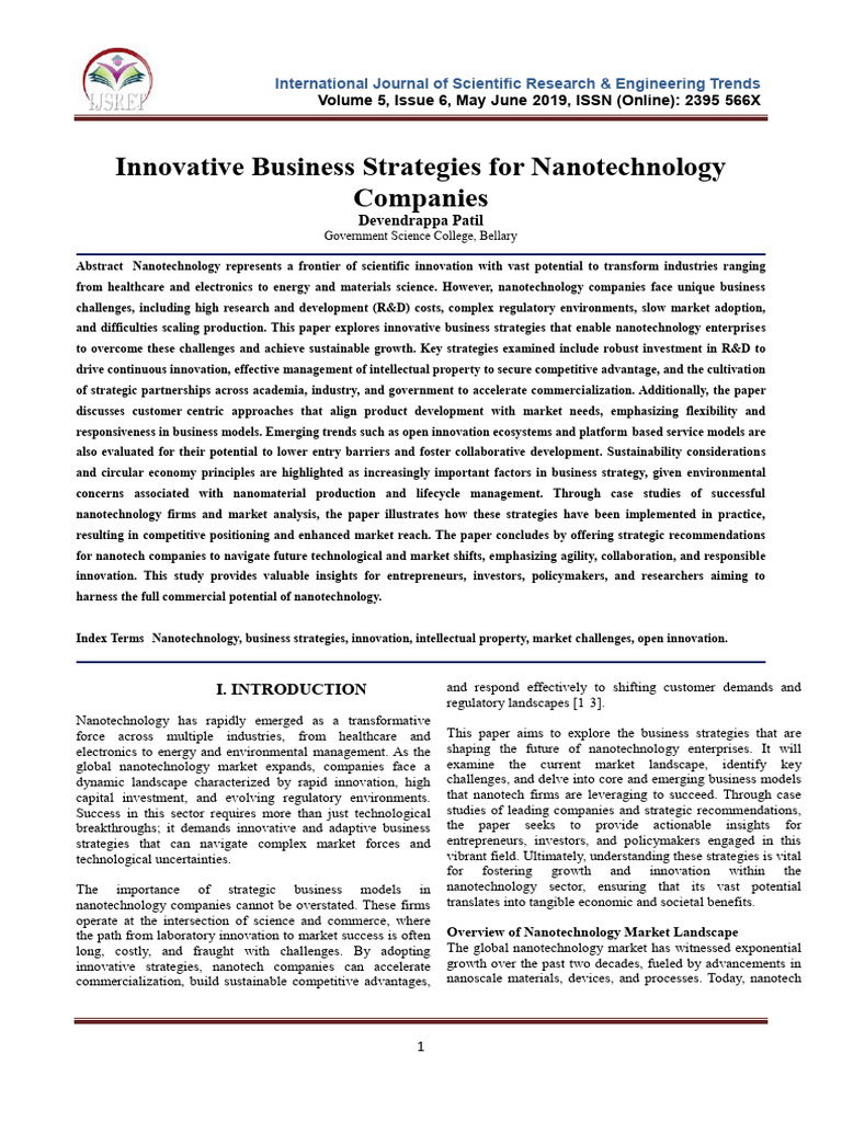 Innovative Business Strategies For Nanotechnology Companies | PDF ...