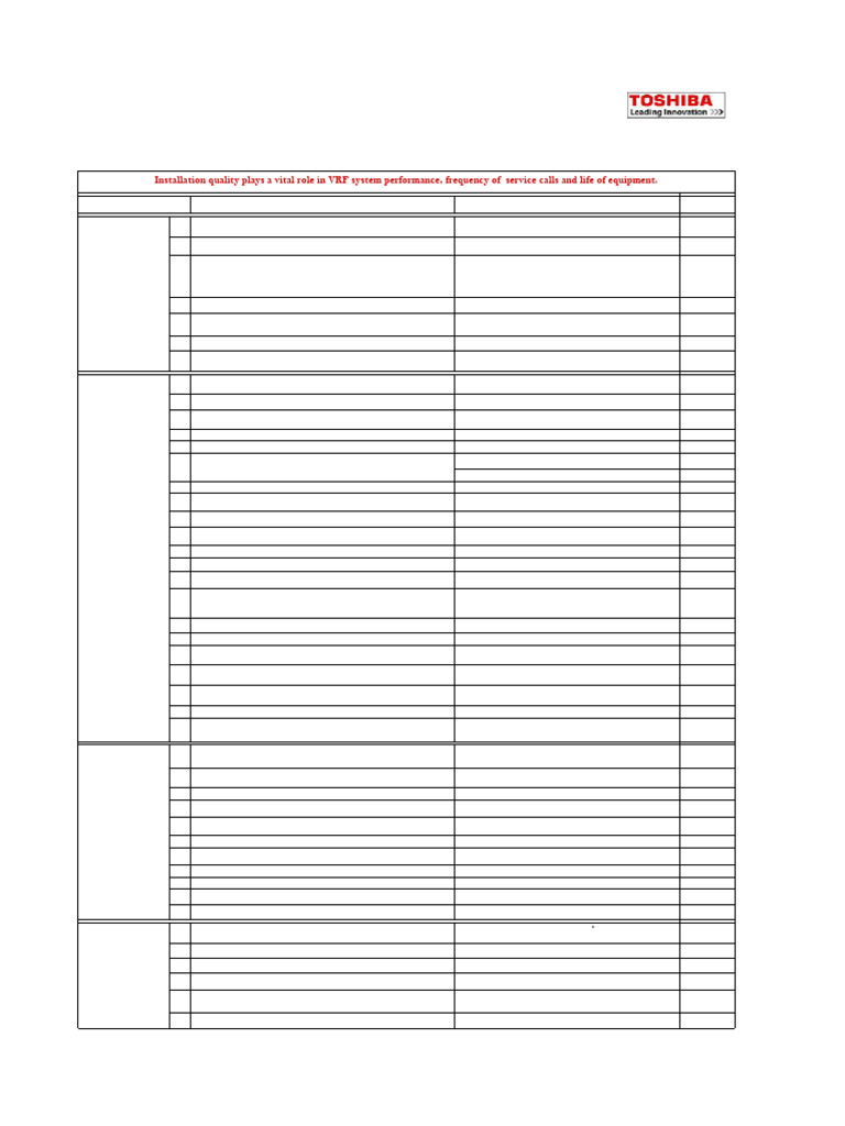 VRF System Installation Checklist | PDF | Pipe (Fluid Conveyance) | Vacuum