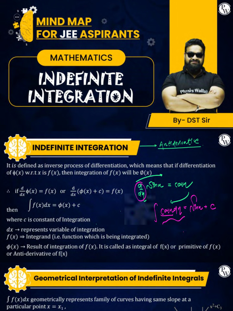 Indefinite Integration Class Notes Jee Mindmap | PDF