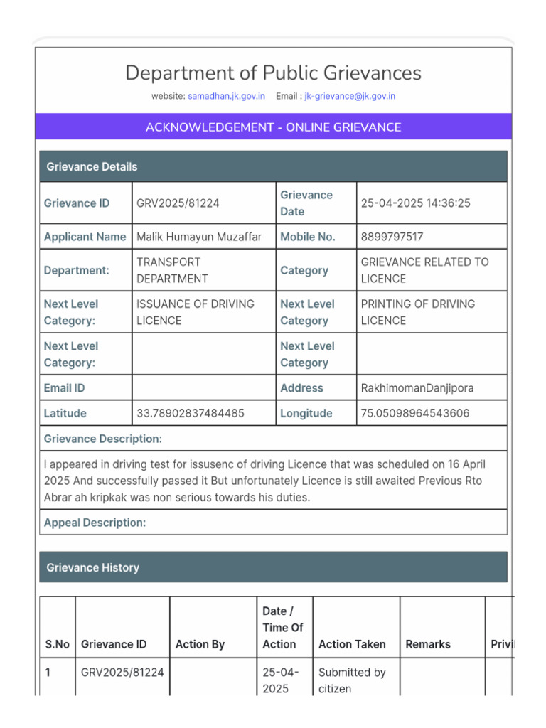 Grievance Details | PDF