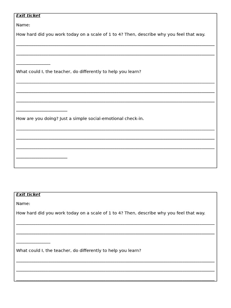 Exit Ticket | PDF