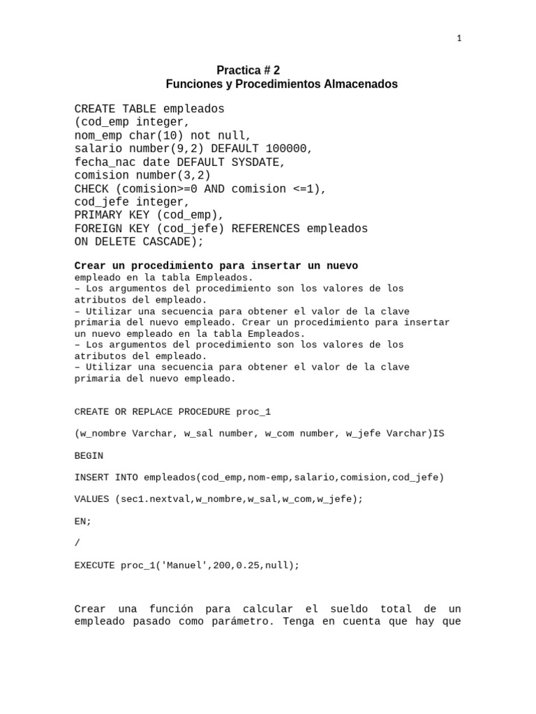 Practica#1 Funciones y Procedimientos Almacenados | PDF | Bases de datos | Software de gestión ...