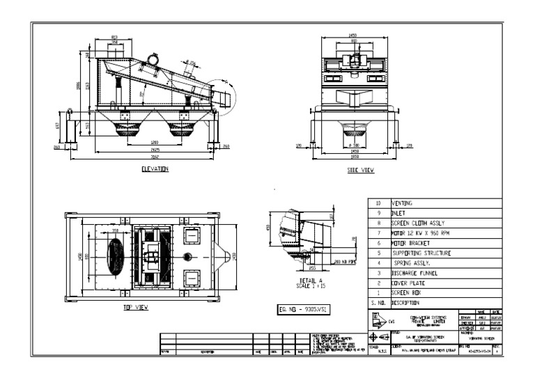G.A. Drawing of Vibrating Screen 1450x2625 LG - With Bed New-Model | PDF
