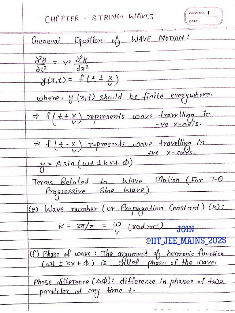 String Waves @jee Mains 2025 | PDF