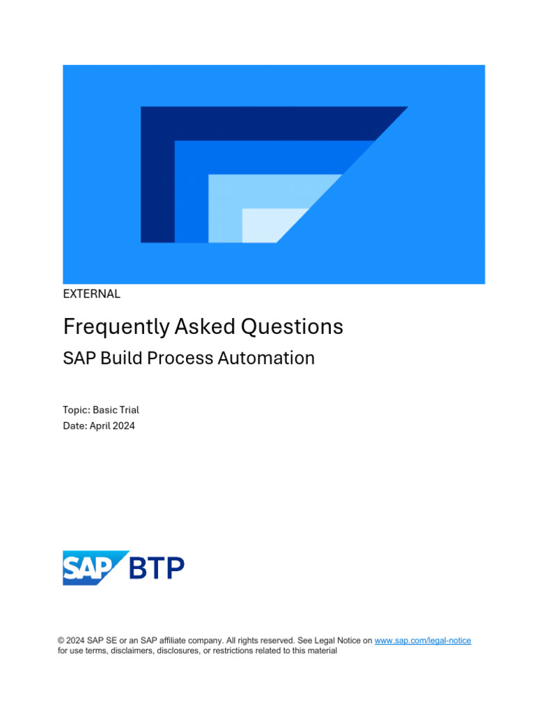 SAP Build Process Automation - Basic Trial Frequently Asked Questions | PDF | Software | Computing