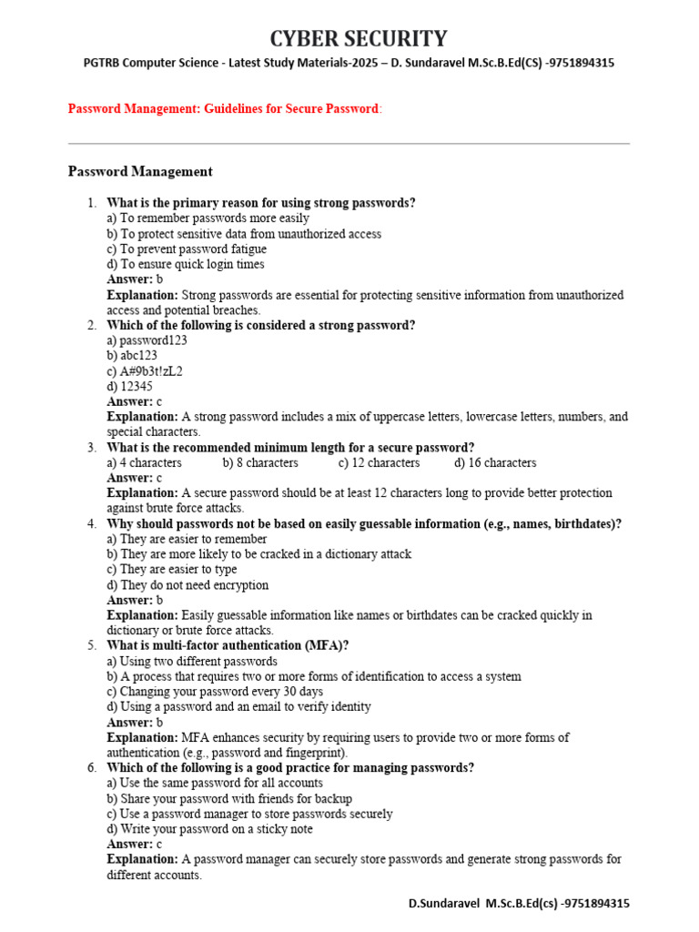8.password Management Guidelines For Secure Password | PDF | Password | Cryptography