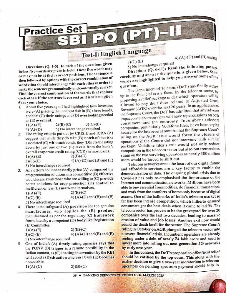 Sbi Po PT 2 English | PDF