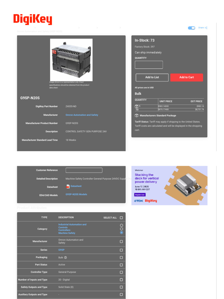 G9SP-N20S Omron Automation and Safety - Industrial Automation and ...