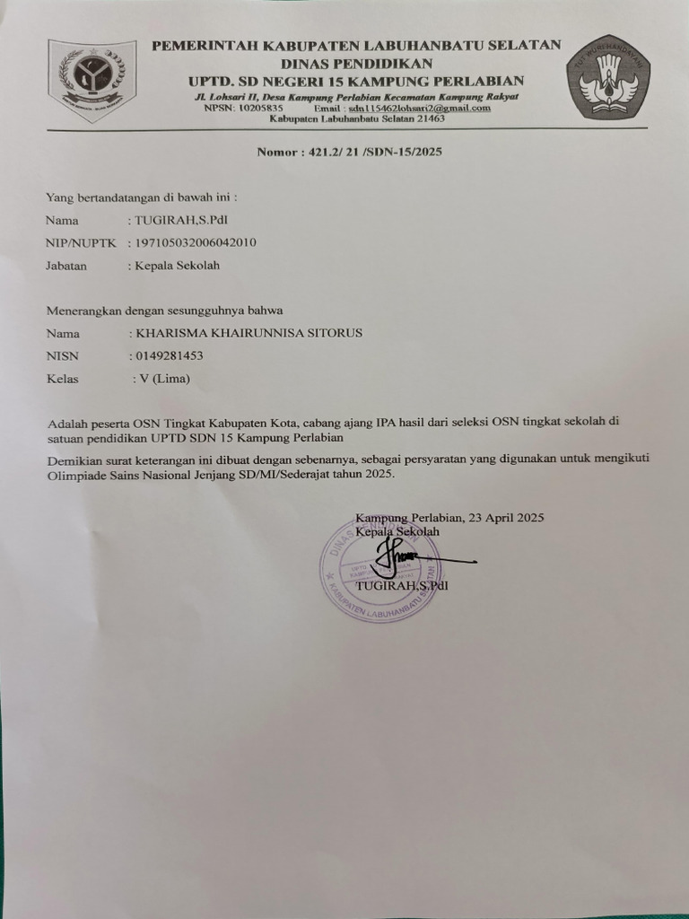 Surat Keterangan Karisma | PDF