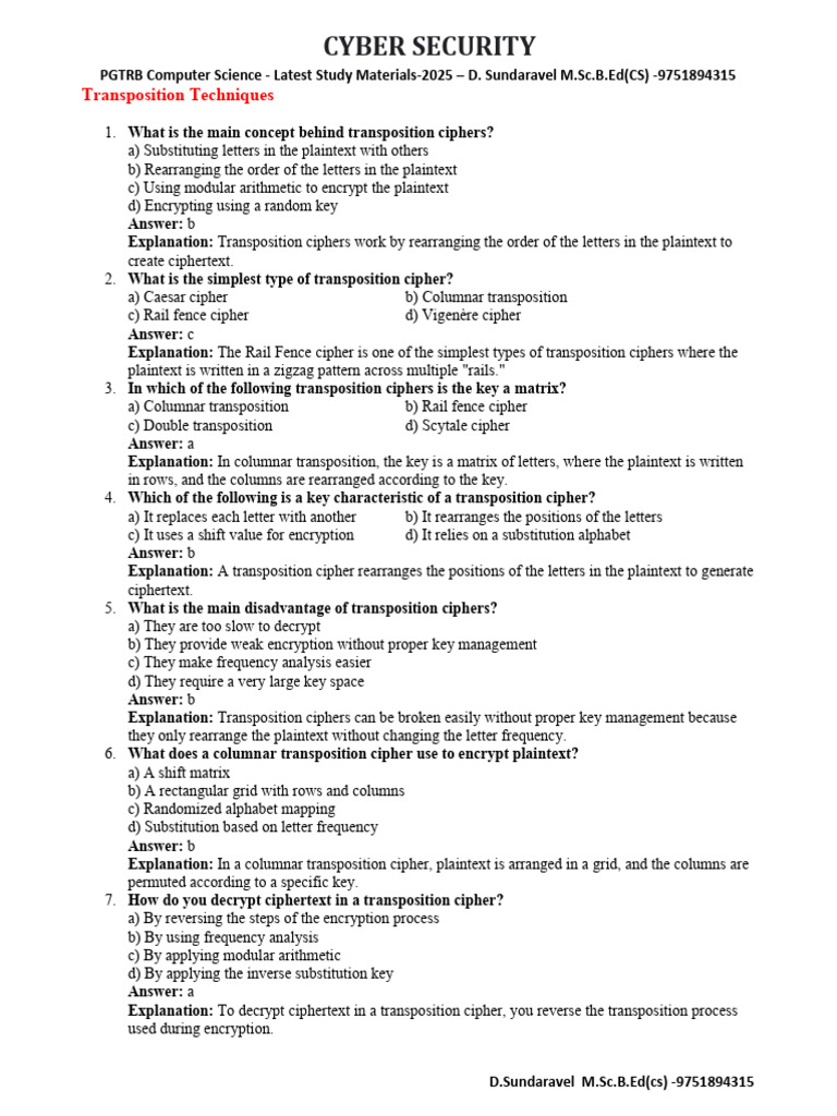 Transposition Techniques | PDF | Cipher | Encryption