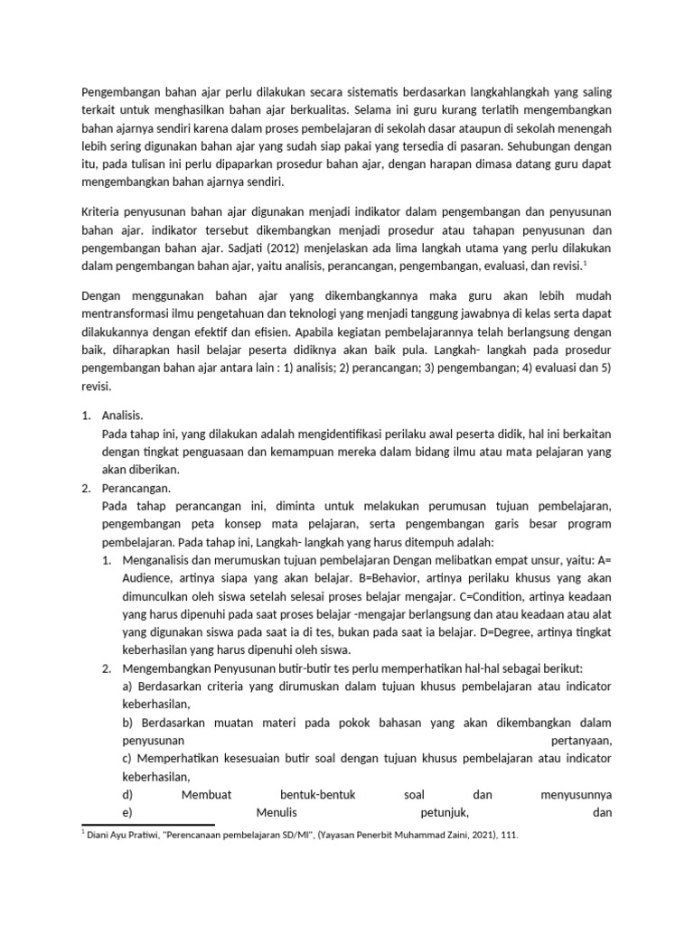 Tahapan Prosedur Pengembangan Bahan Ajar | PDF