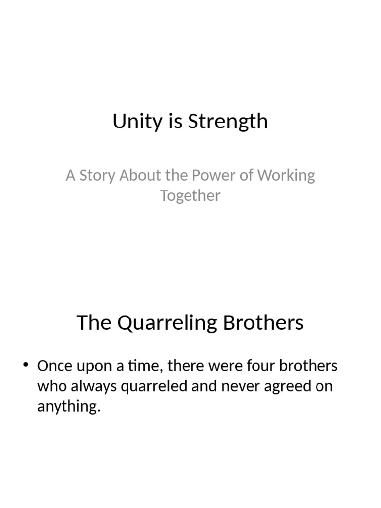 Unity is Strength: A Moral Story | PDF