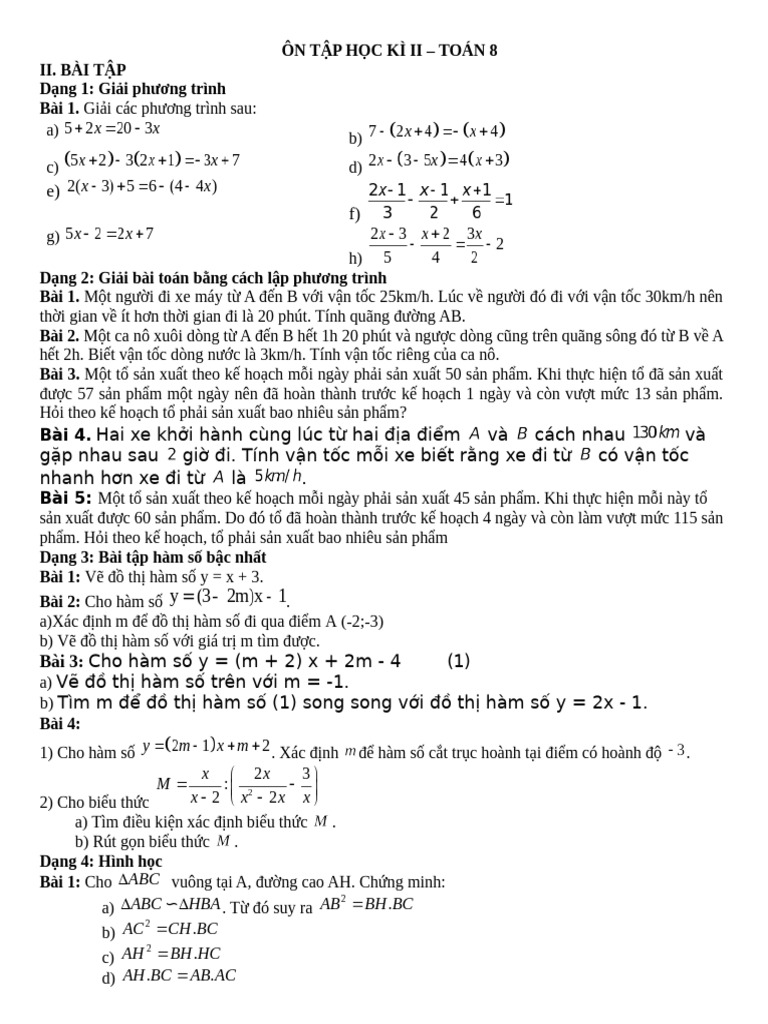 ÔN TẬP TOÁN 8 | PDF