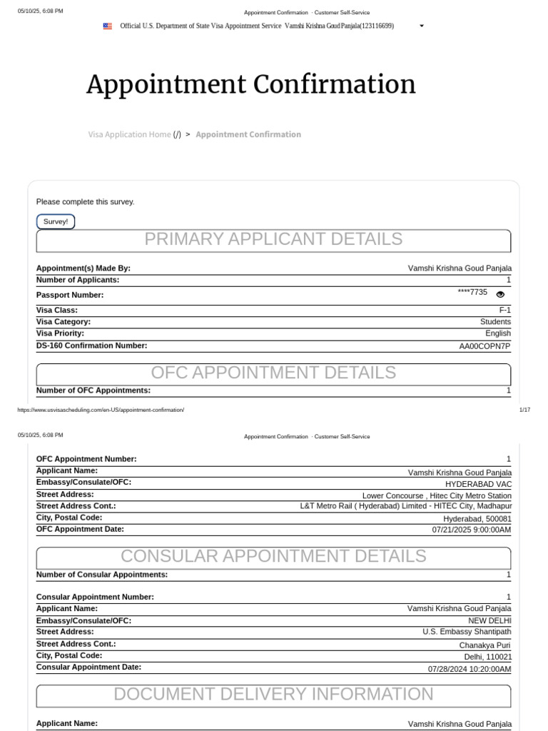 U.S. Visa Appointment Confirmation Guide | PDF | Travel Visa | Usb ...