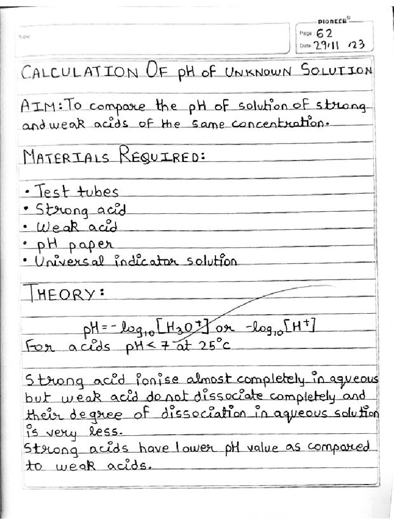 Calculation of PH of Unknown Solution | PDF