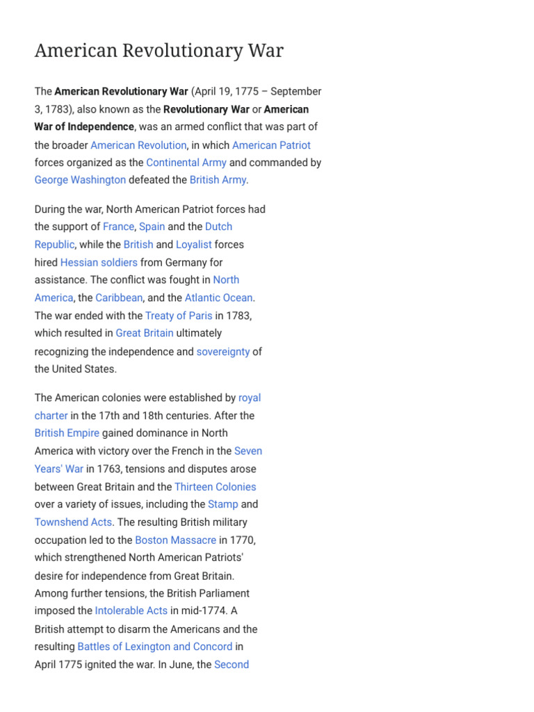 American Revolutionary War - Wikipedia | PDF | American Revolutionary ...