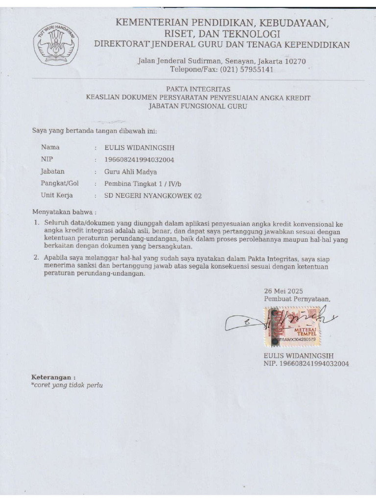 Fakta Integritas Simpakin (1) | PDF