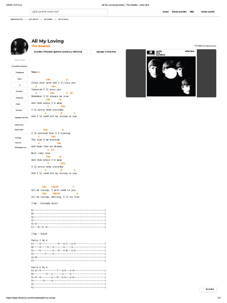All My Loving (Acordes) - The Beatles - Cifra Club | PDF