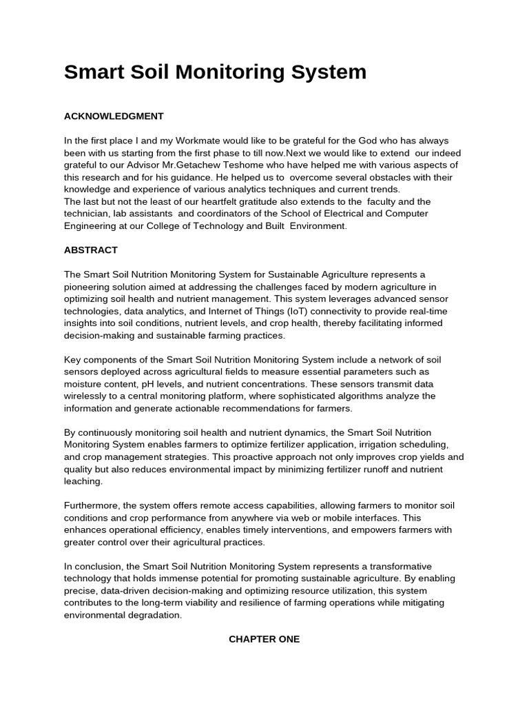 Smart Soil Monitoring System | PDF | Agriculture | Soil