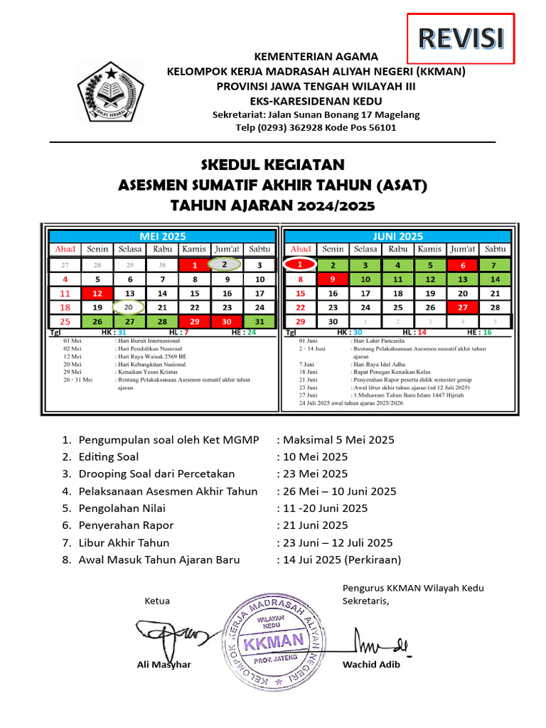 (Revisi) Skedul Akhir Tahun | PDF