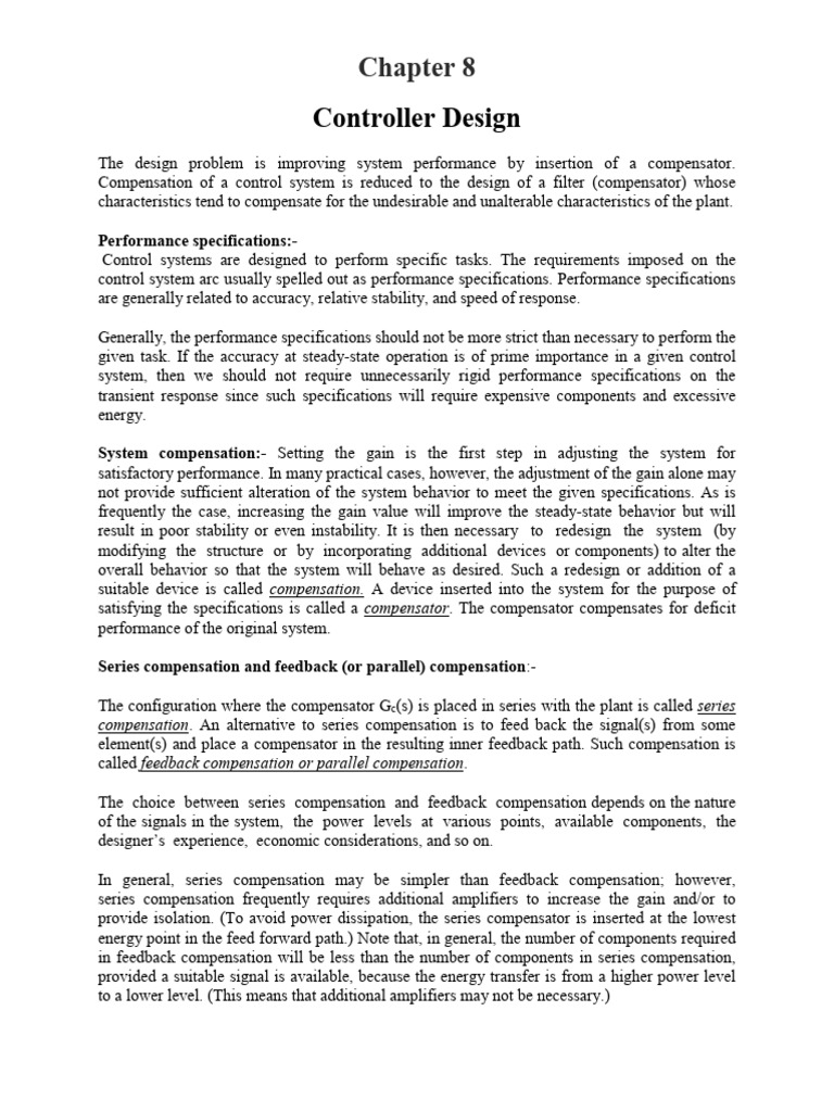 Chapter 8 Design by The Root-Locus Method Note | PDF | Control Theory | Damping