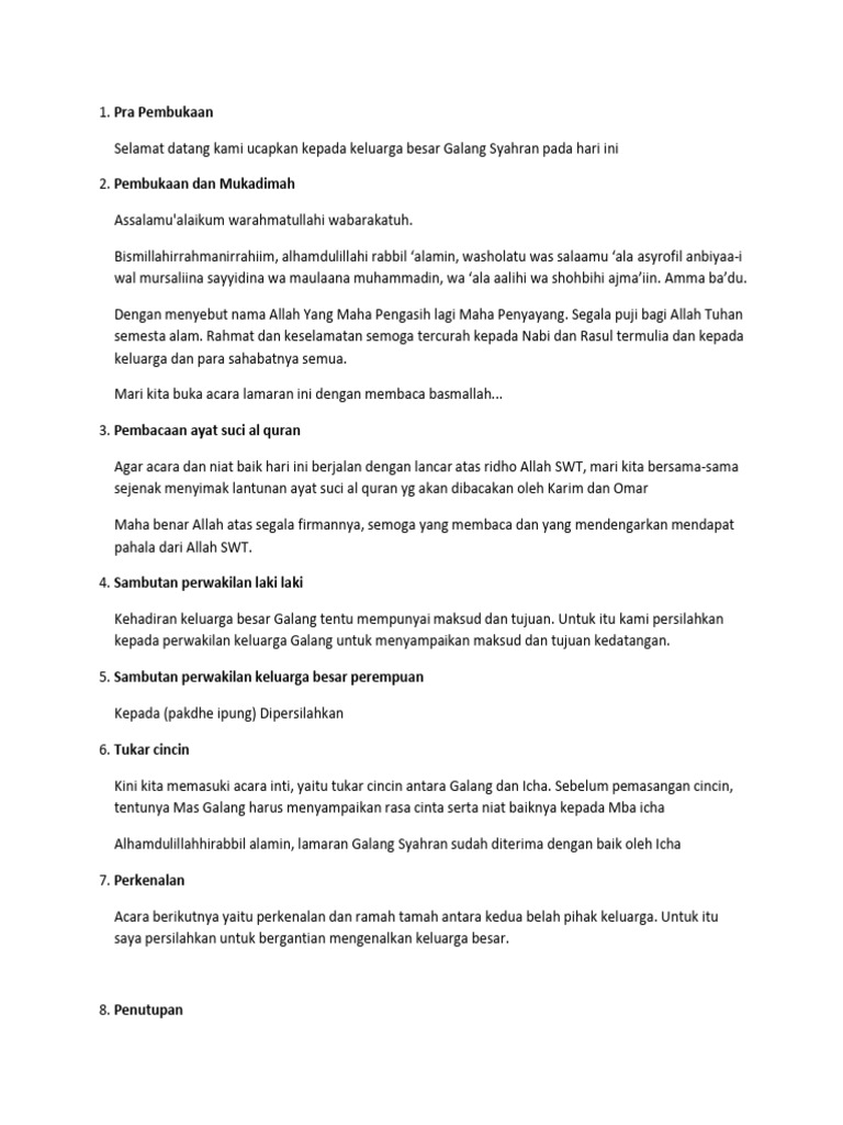 susunan acara lamaran farisa(1) | PDF