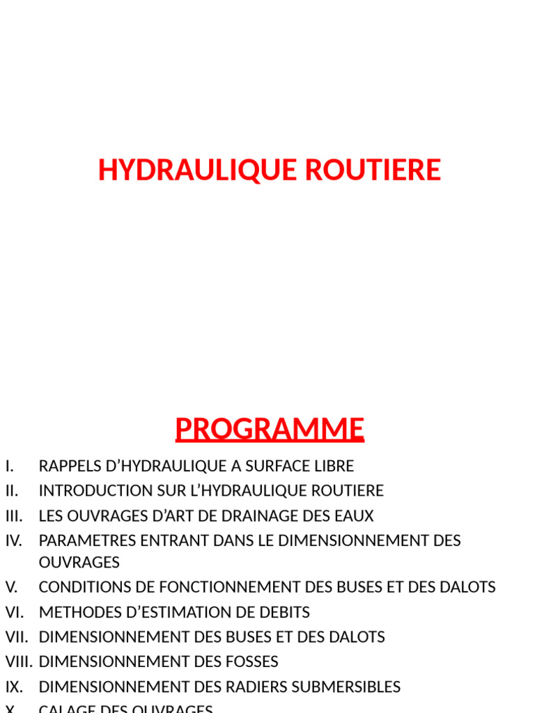 HYDRAULIQUE ROUTIERE | PDF | Géographie physique | Hydrologie