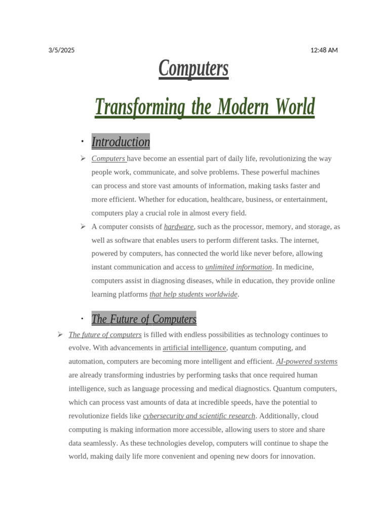 Transforming Modern World Alisha 1 | PDF